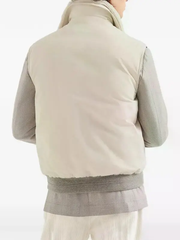 Brunello Cucinelli Shearling-collar Down-filled Vest - Neutrals