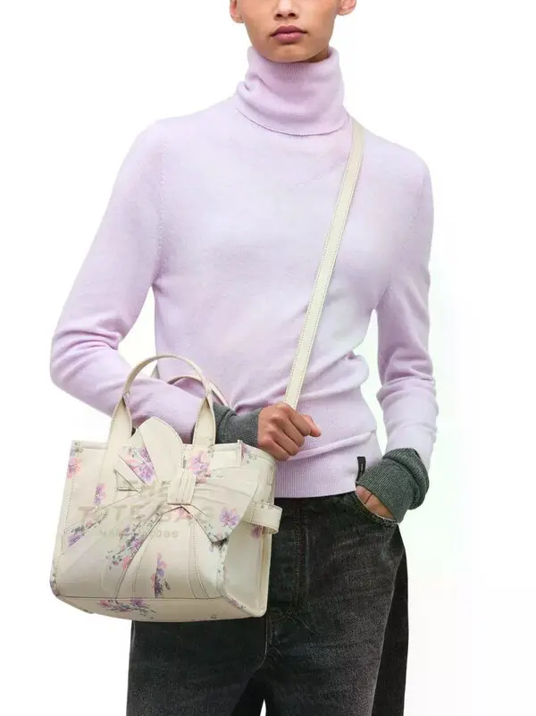 Marc Jacobs Small Tote In Antique Floral Canvas With Oversized Bow