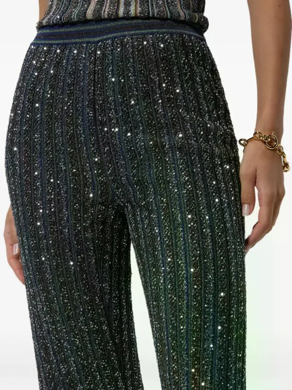 Missoni Sequin-embellished Striped Trousers - Black