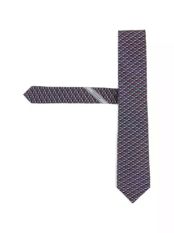 FERRAGAMO Geometric-print Silk Tie