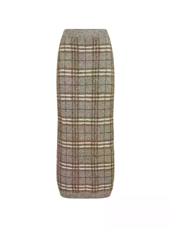 Brunello Cucinelli Prince Of Wales Knit Skirt - Grey