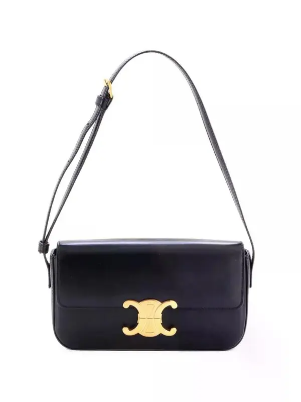Celine Triomphe East-west Smooth Calfskin Shoulder Bag - Black