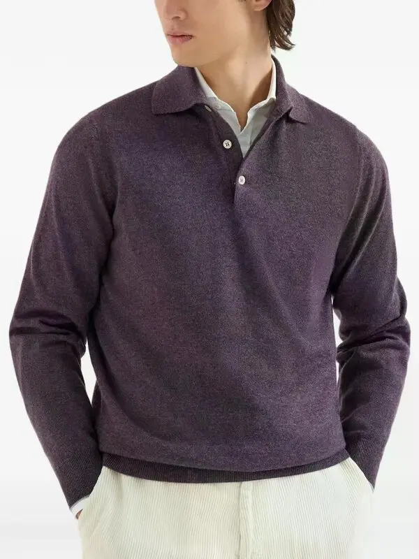 Brunello Cucinelli Cashmere Polo Sweater - Purple