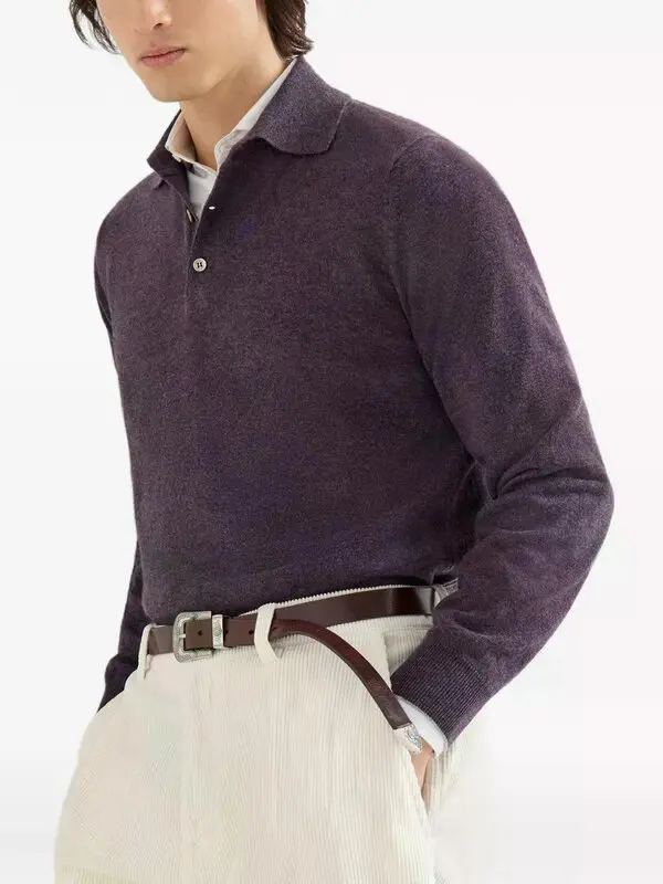 Brunello Cucinelli Cashmere Polo Sweater - Purple