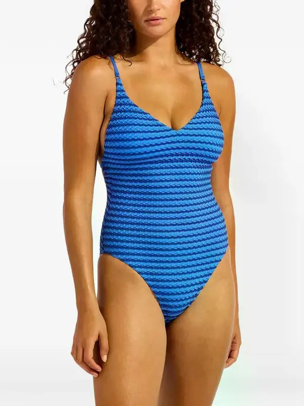 Seafolly Textured-finish Swimsuit - Blue