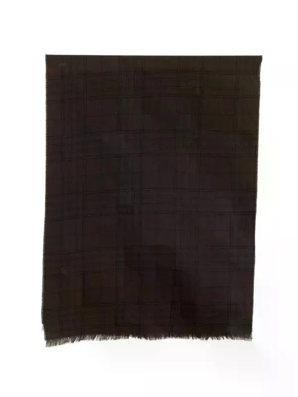 Destin Check-pattern Frayed-edge Scarf