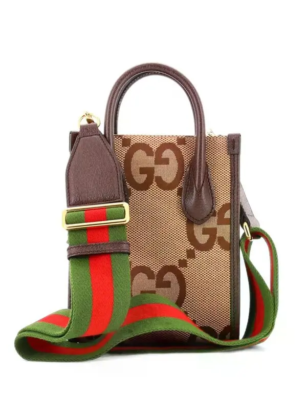Gucci Vertical Tote Jumbo Gg Canvas Mini Crossbody Bag - Brown