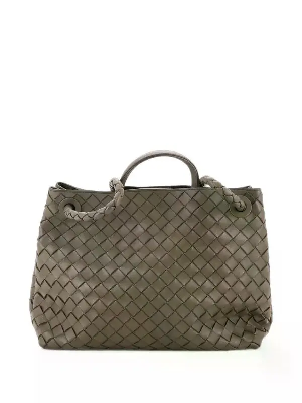 Bottega Veneta Andiamo Top Handle Bag Intrecciato Nappa Medium Satchel - Green