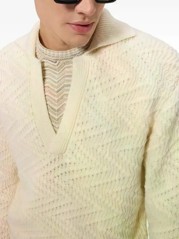 Missoni Long-sleeve Wool And Viscose Zig Zag Polo Shirt