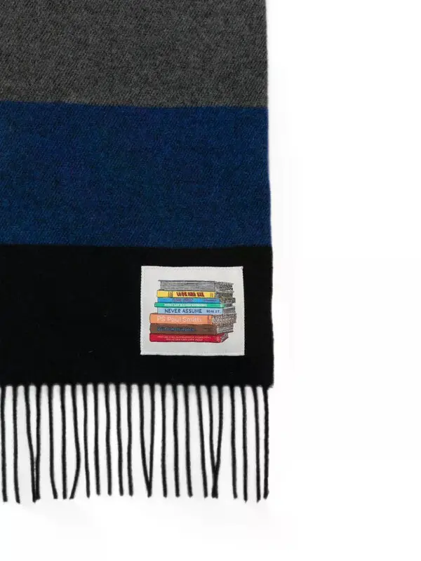 Paul Smith Striped Fringed Scarf