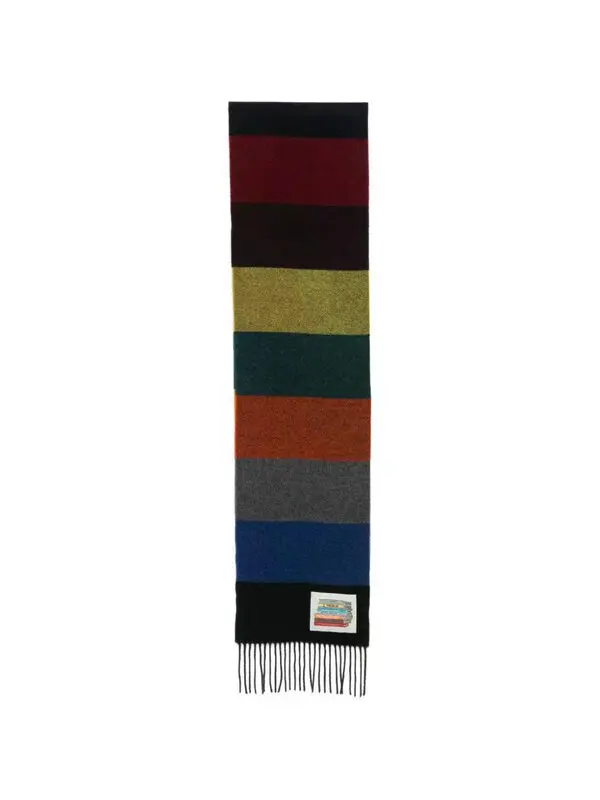 Paul Smith Striped Fringed Scarf - Black