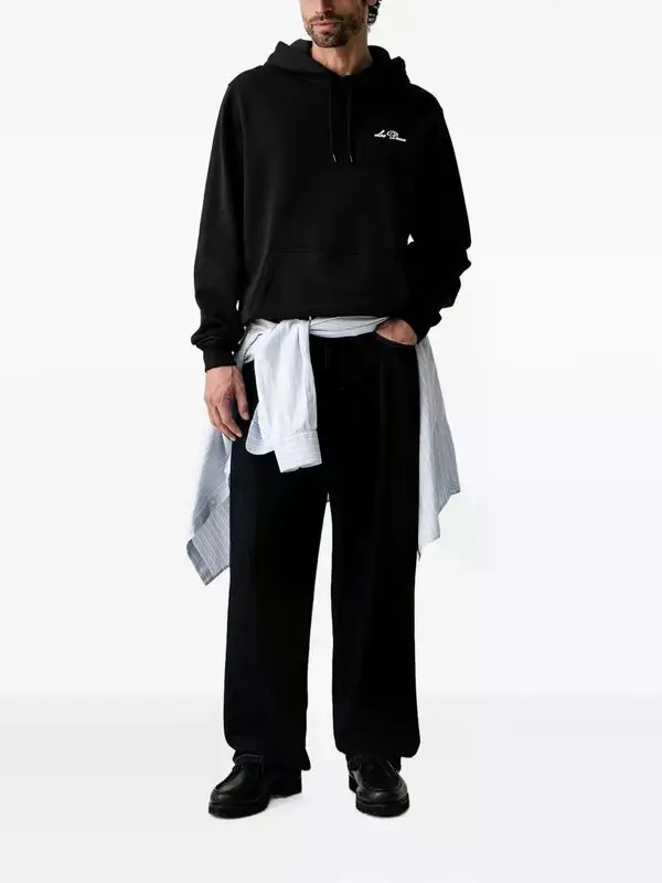 LES DEUX Logo-embroidered Drawstring Hoodie