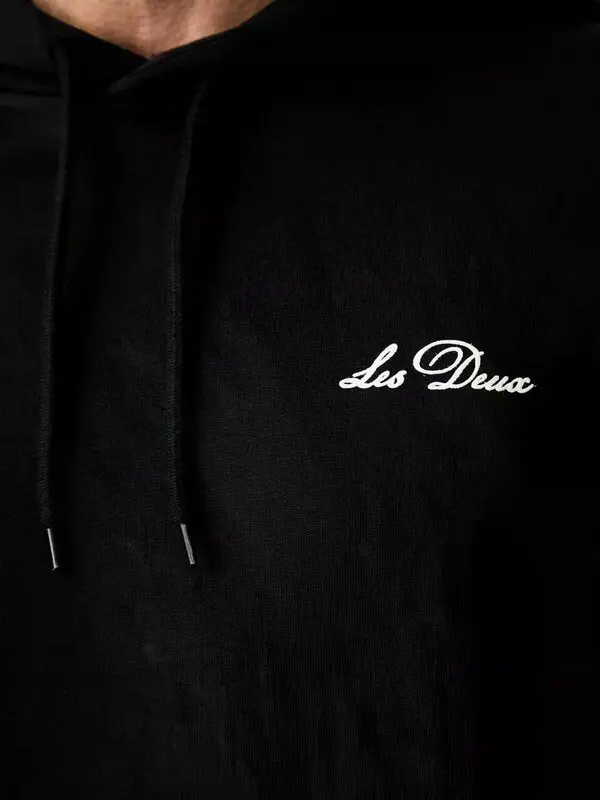 LES DEUX Logo-embroidered Drawstring Hoodie