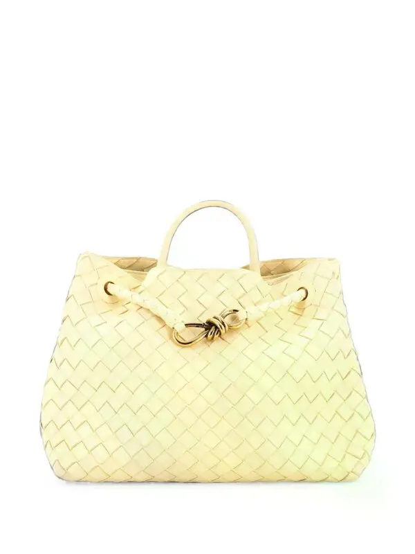 Bottega Veneta Andiamo Top Handle Bag Intrecciato Nappa Medium Satchel - Yellow