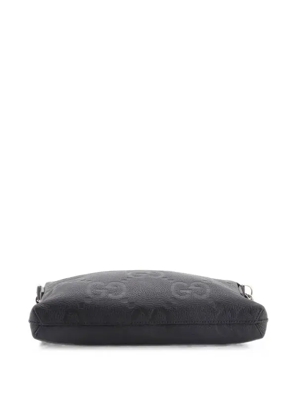 Gucci Zip Messenger Bag Jumbo Gg Embossed Leather Medium Clutch Bag