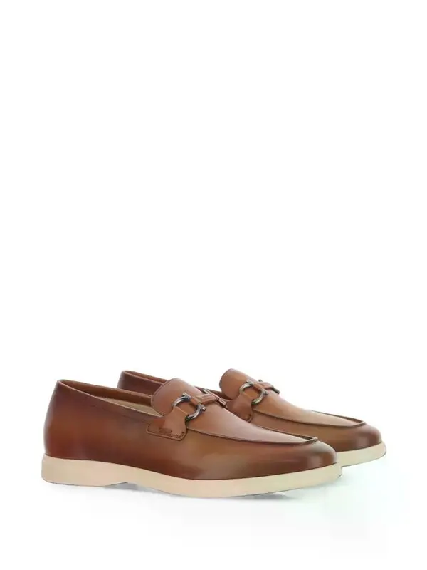 FERRAGAMO Casual Loafers With Gancini Ornament - Brown