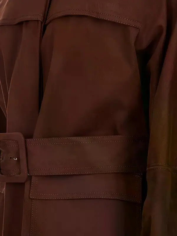 Fabiana Filippi Belted Suede-panel Coat - Brown