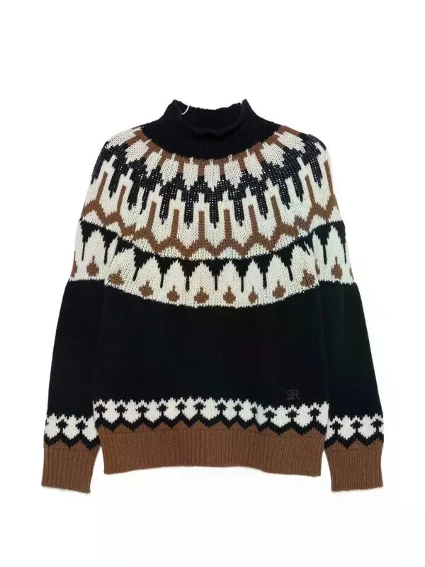 ERMANNO FIRENZE Fair Isle High-neck Sweater