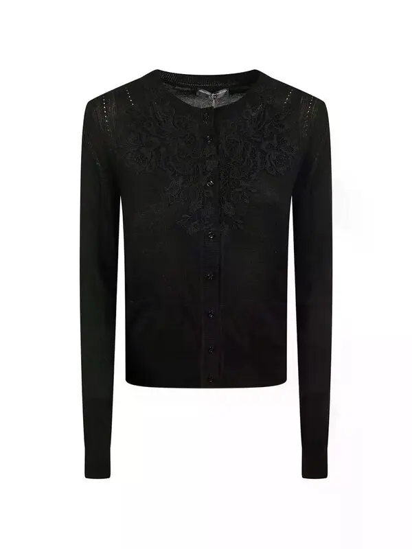 Ermanno Scervino Lace-appliqué Button-up Cardigan - Black