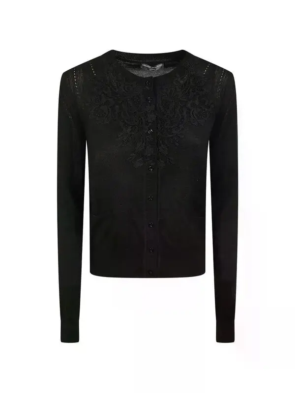 Ermanno Scervino Lace-appliqué Button-up Cardigan - Black