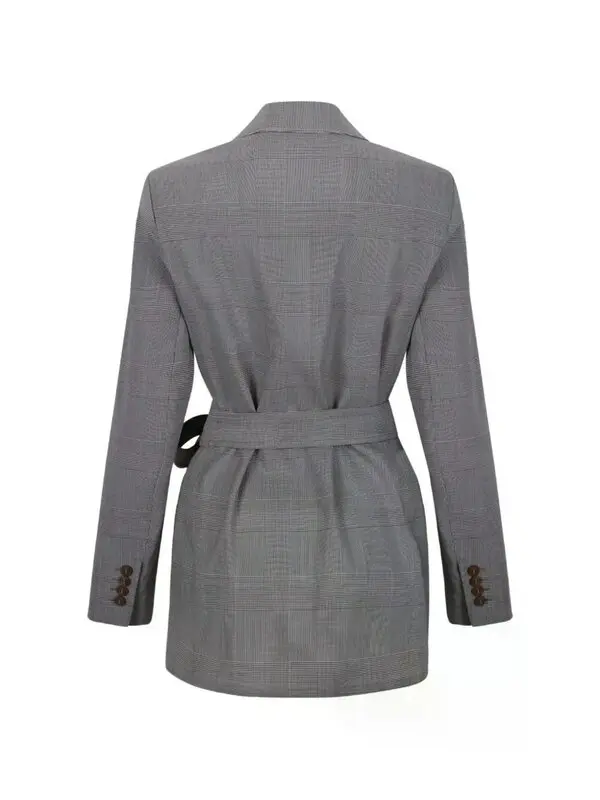 Max Mara Check-pattern Belted Jacket - Grey