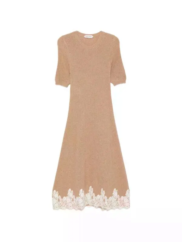 Alberta Ferretti Lace-trim Knitted Dress