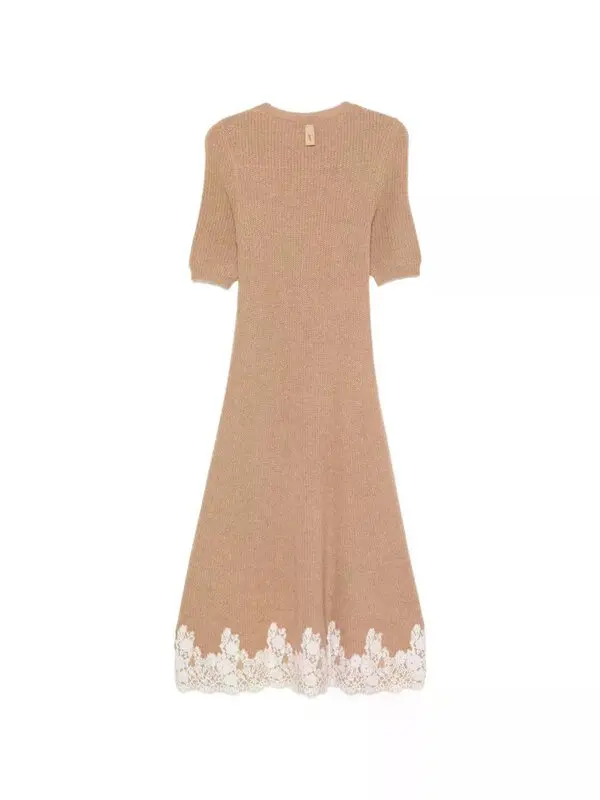 Alberta Ferretti Lace-trim Knitted Dress