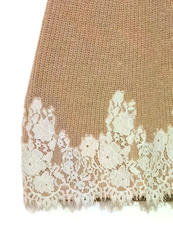 Alberta Ferretti Lace-trim Knitted Dress