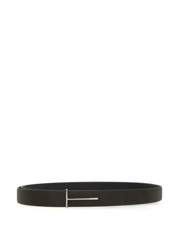 TOM FORD T-logo Leather Belt - Brown