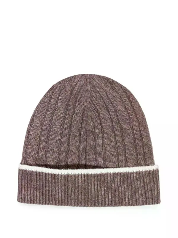Eleventy Cable-knit Beanie Hat - Brown