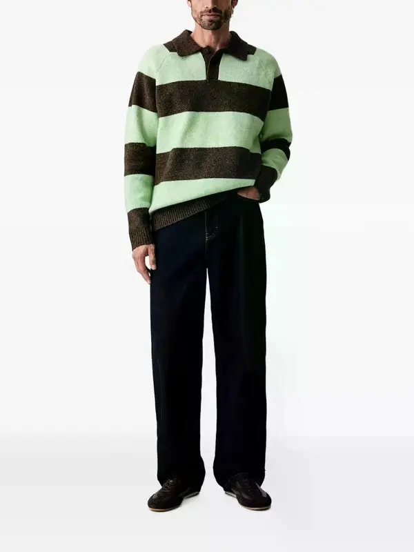 LES DEUX Striped Raglan-sleeve Sweater