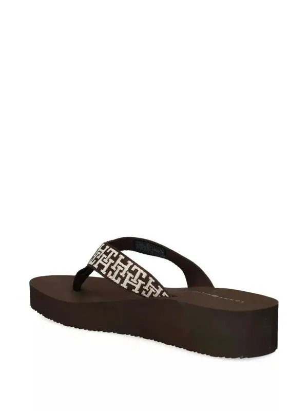 Tommy Hilfiger Monogram-embroidered Platform Flip-flops