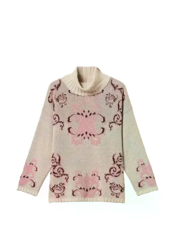 TWINSET Jacquard Wool Blend Maxi Jumper