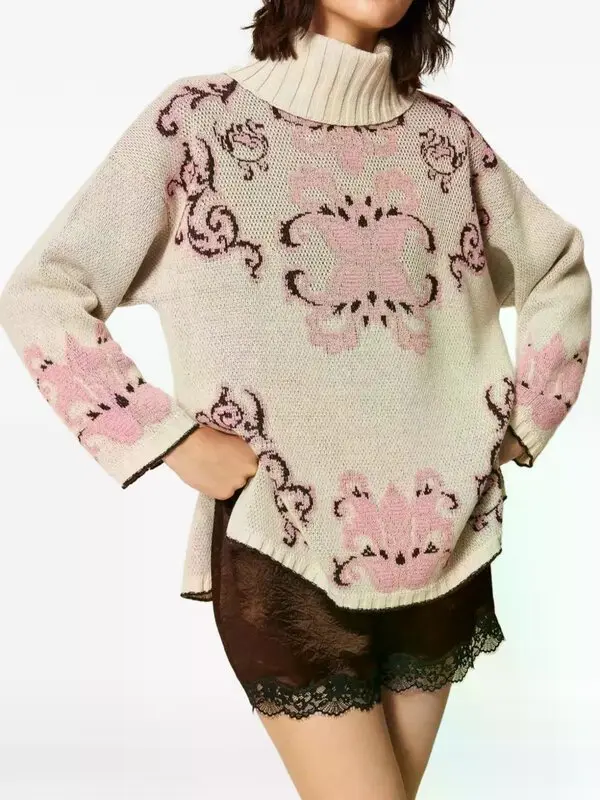 TWINSET Jacquard Wool Blend Maxi Jumper