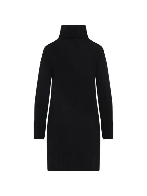 Moncler Cable Knit-trim Roll-neck Mini Dress - Black