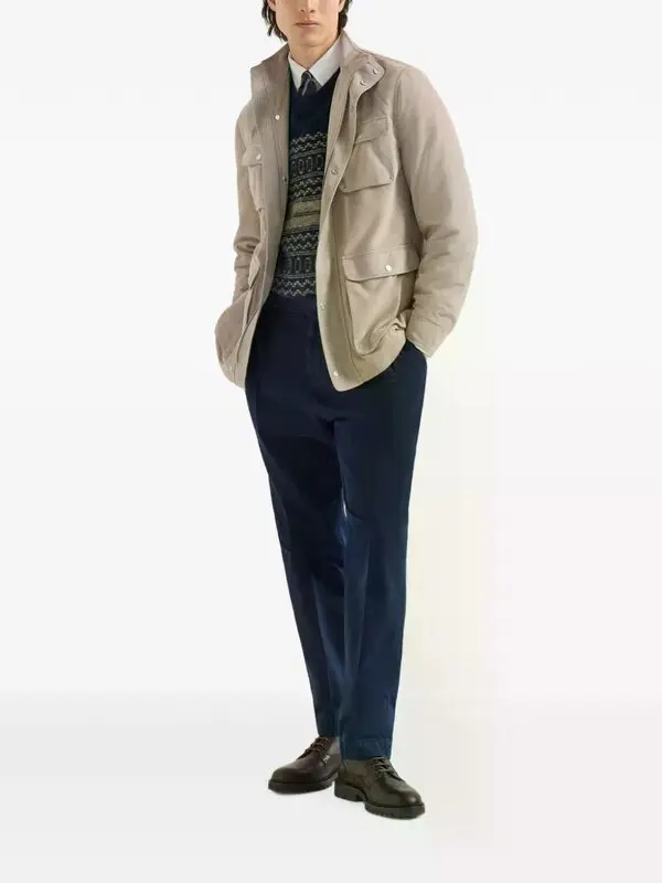 Brunello Cucinelli Chevron-weave Double-pleat Trousers