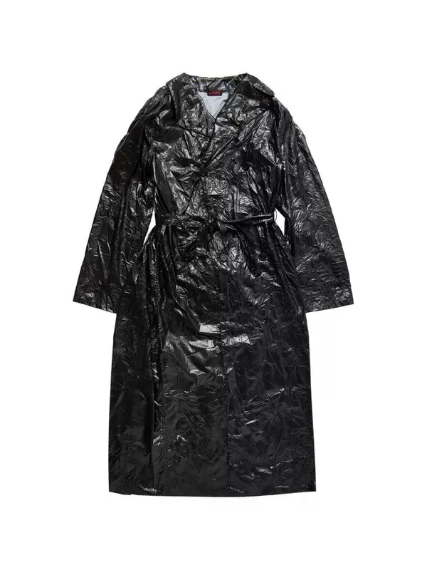 LỰU ĐẠN Crumple Terror Trench Coat - Black