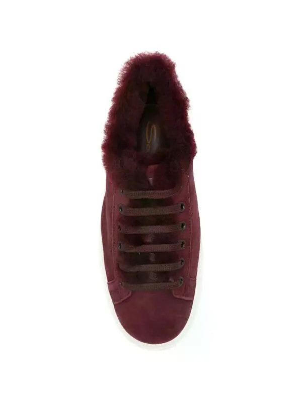 Santoni Clean Icon Fur-trim Sneakers - Red