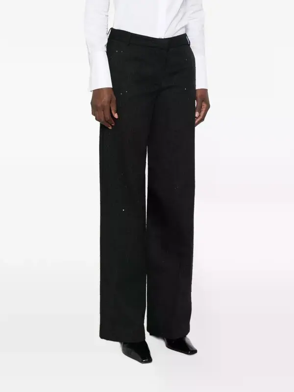 ERMANNO FIRENZE Crystal-embellished Pinstripe Trousers