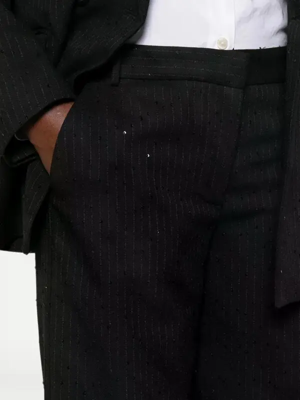 ERMANNO FIRENZE Crystal-embellished Pinstripe Trousers