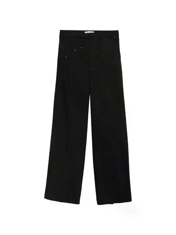 ERMANNO FIRENZE Crystal-embellished Pinstripe Trousers - Black