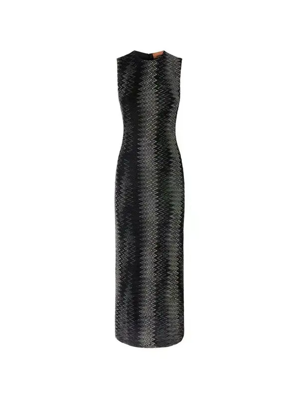 Missoni Flared Midi Dress In Viscose Lamé Chevron