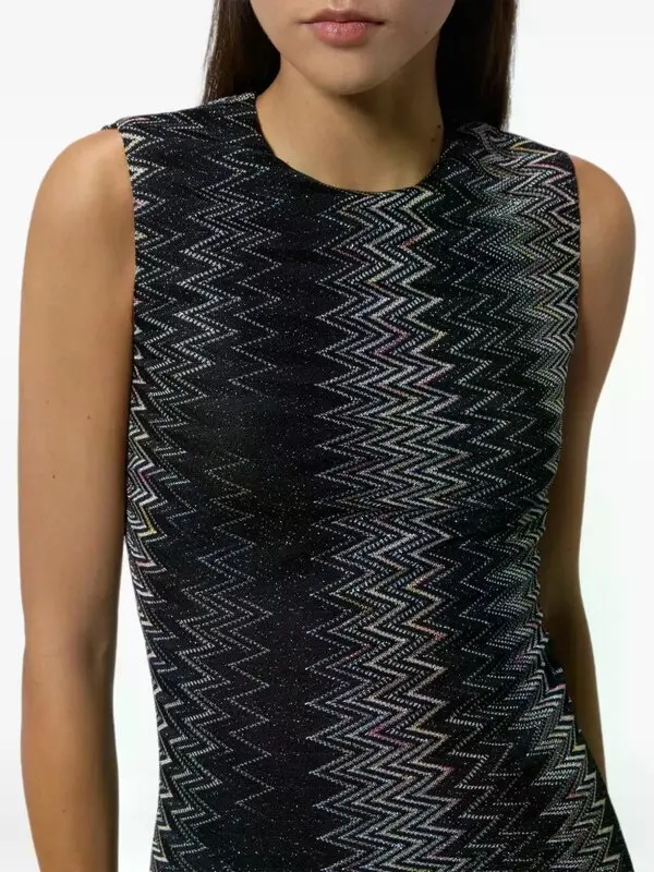 Missoni Flared Midi Dress In Viscose Lamé Chevron