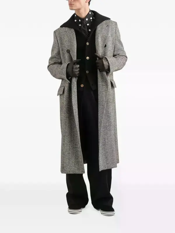 Dolce & Gabbana Double-breasted Herringbone Wool Coat