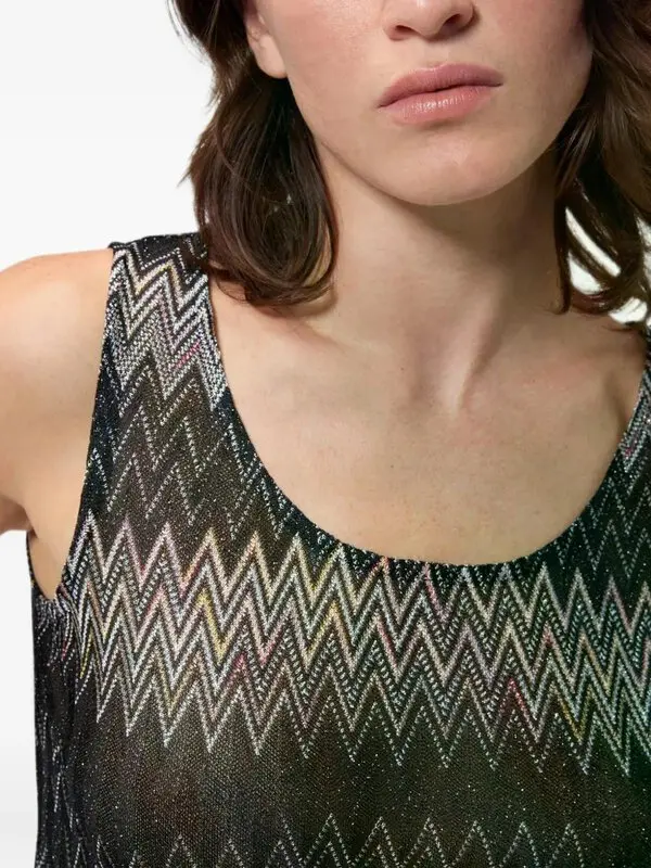 Missoni Sleeveless Viscose Lamé Chevron Top
