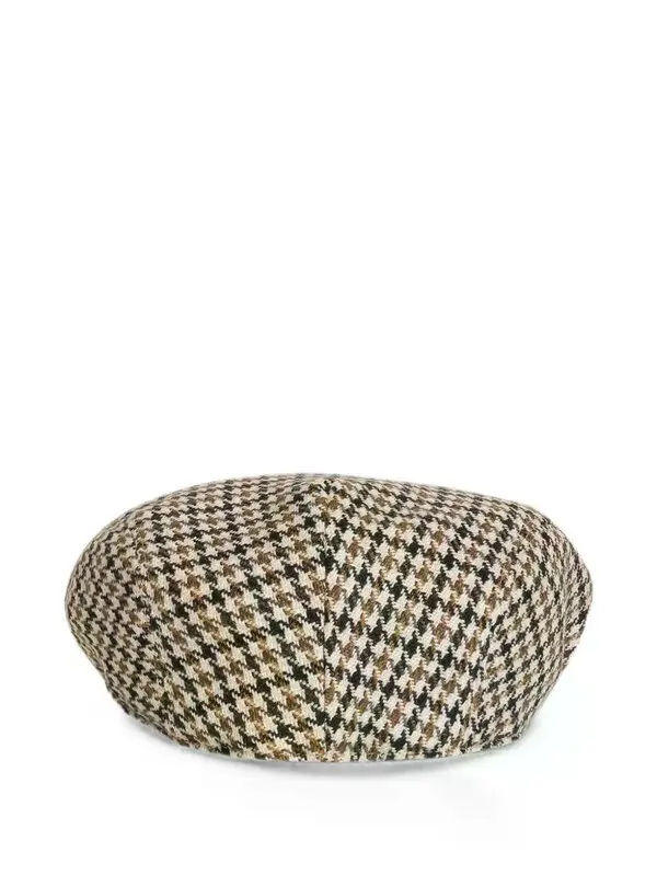 Dolce & Gabbana Houndstooth Wool Flat Cap - Neutrals