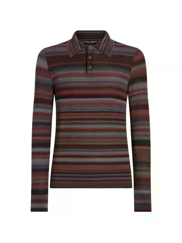 Dolce & Gabbana Striped Wool Polo Shirt