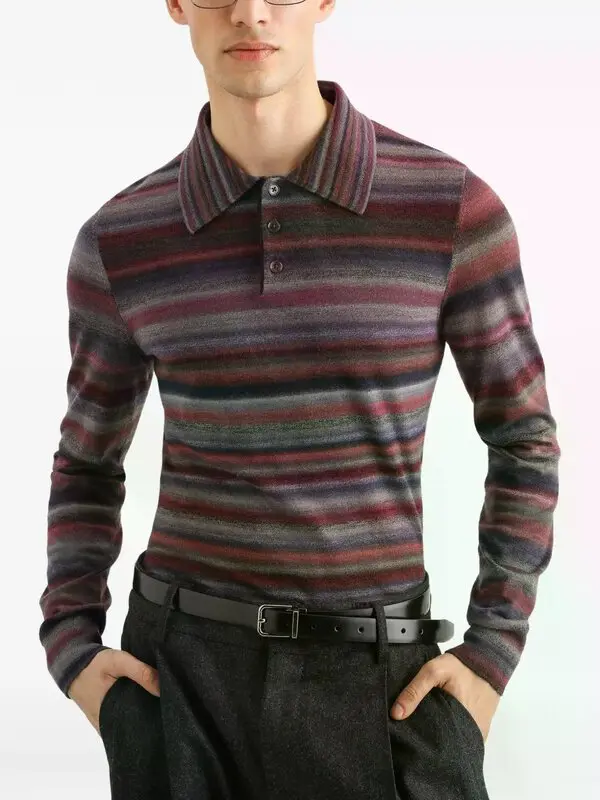Dolce & Gabbana Striped Wool Polo Shirt