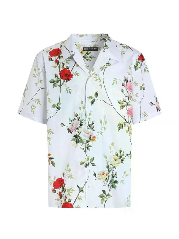 Dolce & Gabbana Rose-print Poplin Hawaii Shirt
