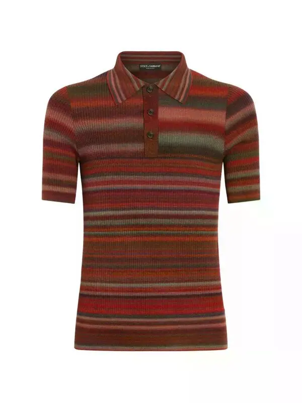Dolce & Gabbana Striped Wool Polo Shirt